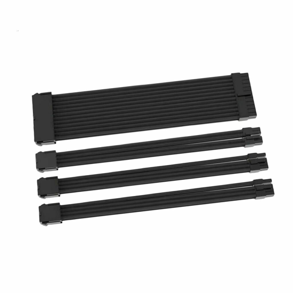 24PIN для материнской платы и GPU PCIE 6+2P CPU 4+4Pin 8PIN цветные модульные кабели 18AWG, Черный