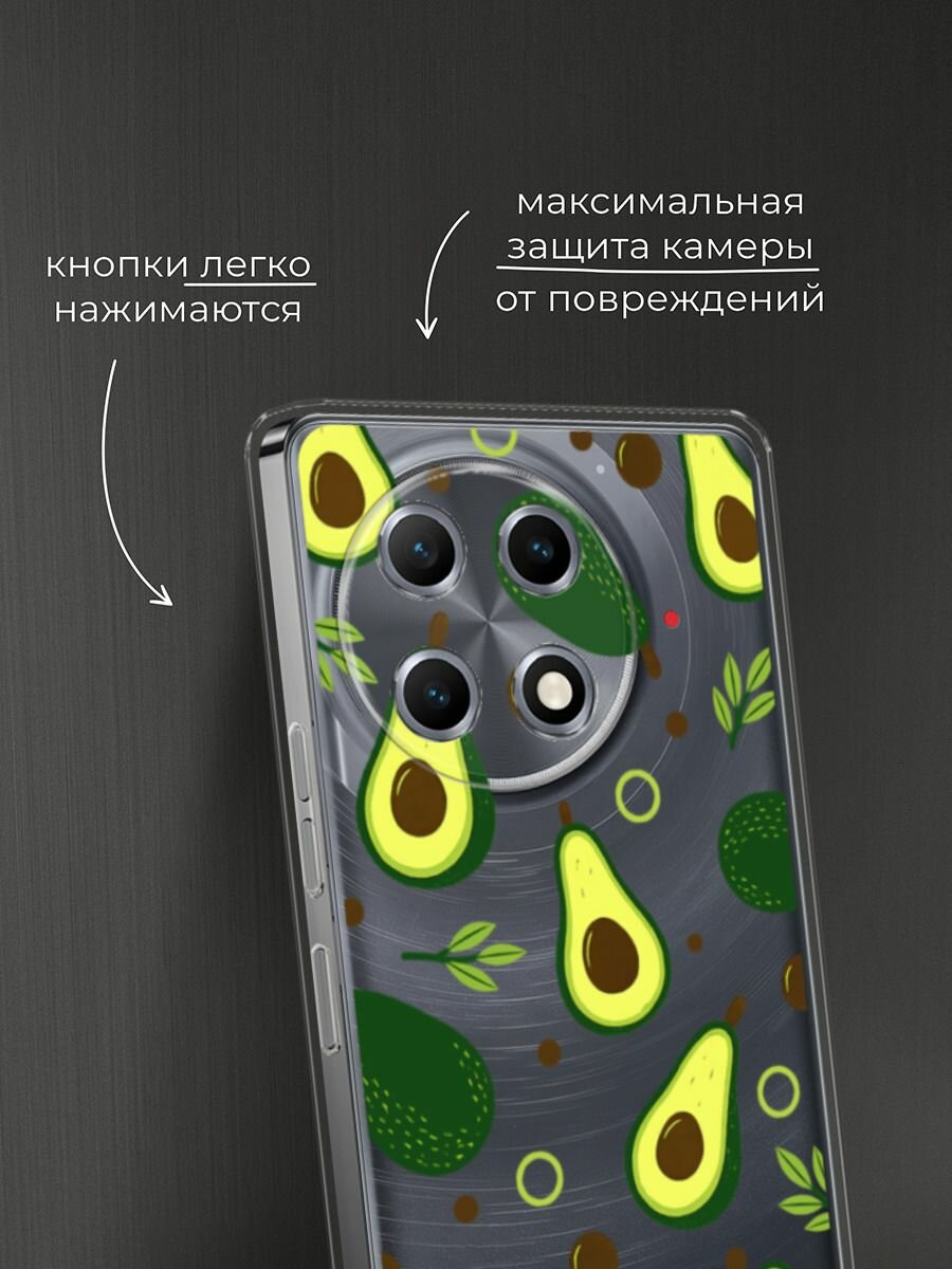 Чехол на Tecno Camon 30S / Текно Камон 30S с принтом "Авокадо паттерн", прозрачный — фото 1