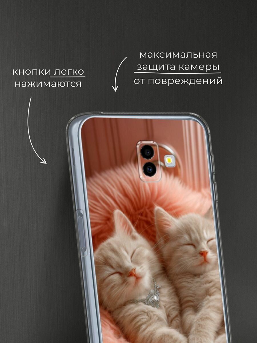 Чехол на Samsung Galaxy J6 + / Самсунг Галакси J6 Плюс 2018 с принтом "Спящие котики" — фото 1