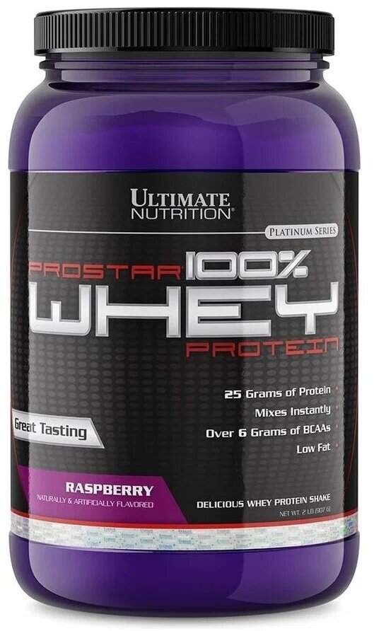 Протеин Ultimate Nutrition Prostar 100% Whey Protein, 907 гр, малина