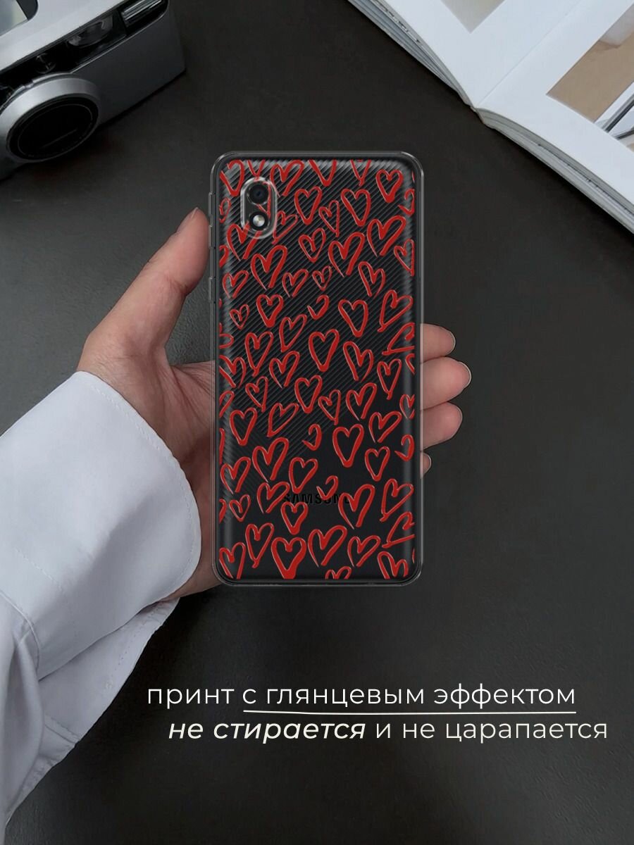 Чехол на Samsung Galaxy A01 Core / Самсунг Галакси А01 Core с принтом "Легкие бордовые сердечки" — фото 1