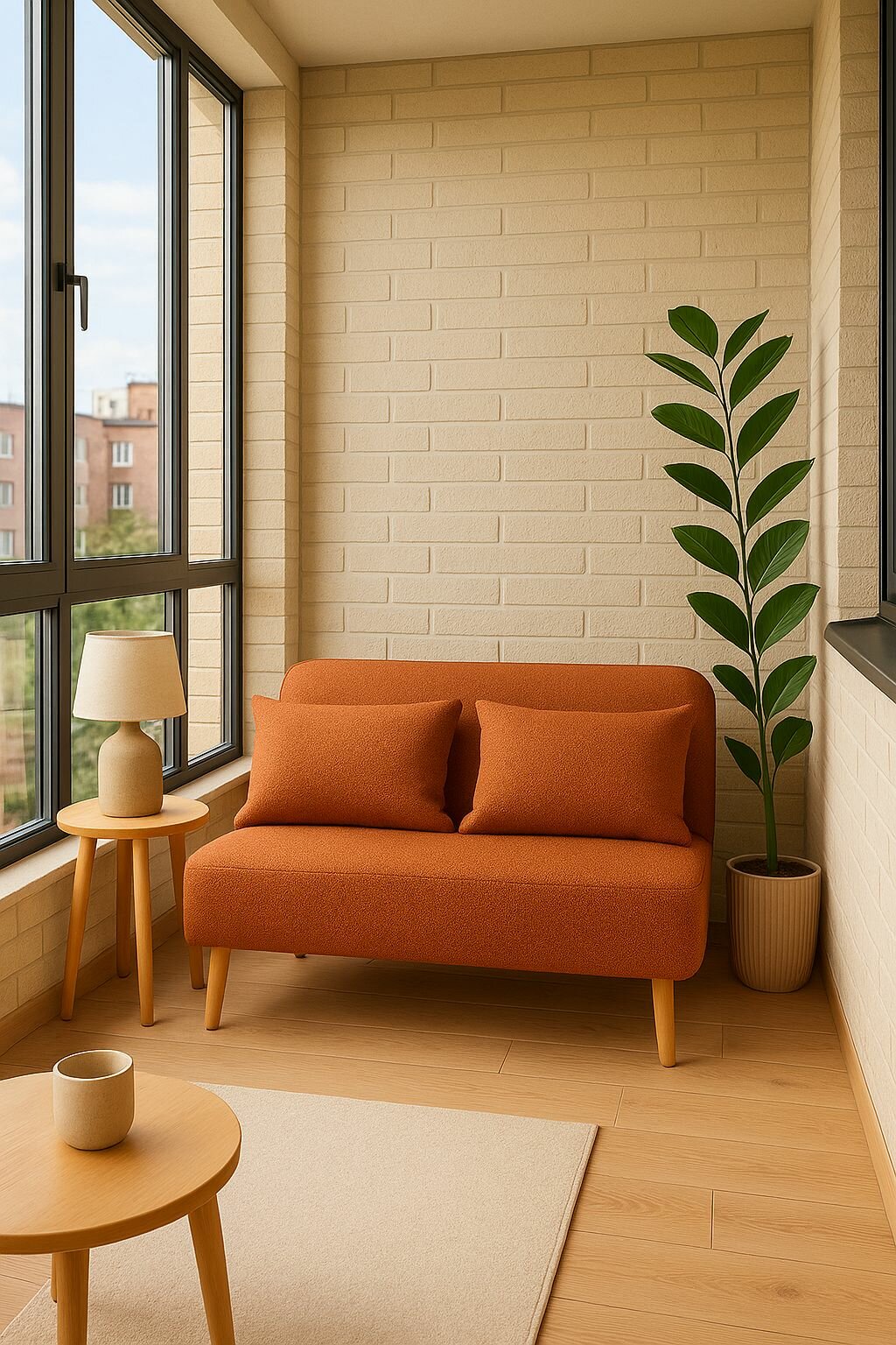 Банкетка букле с подушками