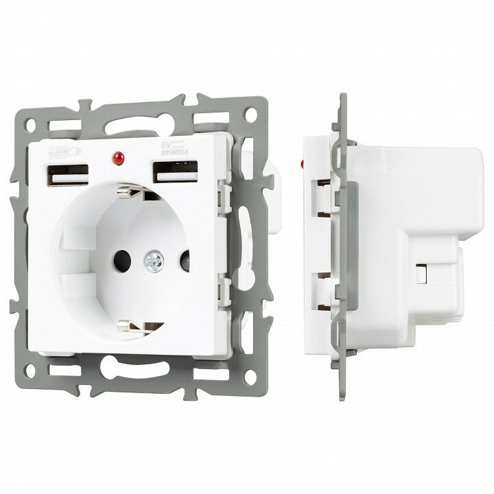 Розетка с заземлением и 2хUSB type A, без рамки Arlight SCT 043733