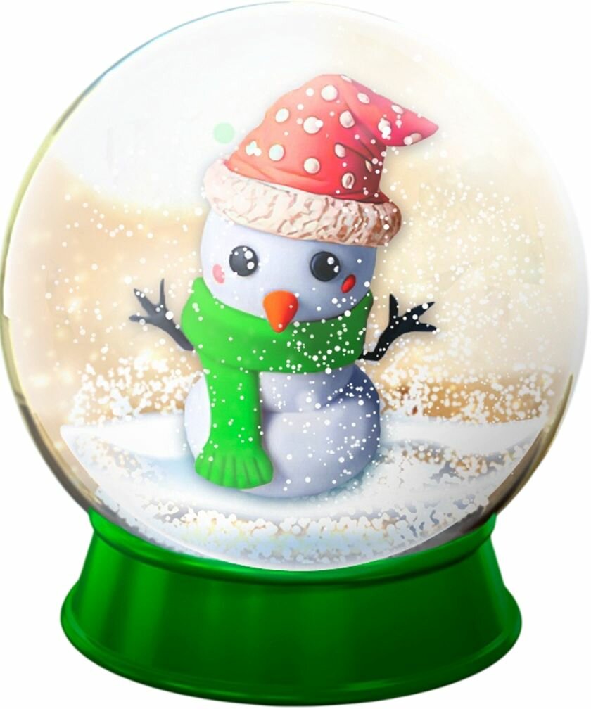 Новогодний набор "Снежный шар Снеговик" для опытов и детского творчества, декор на Новый год, новогодняя игрушка своими руками с пластилином и глицерином, сделай сам