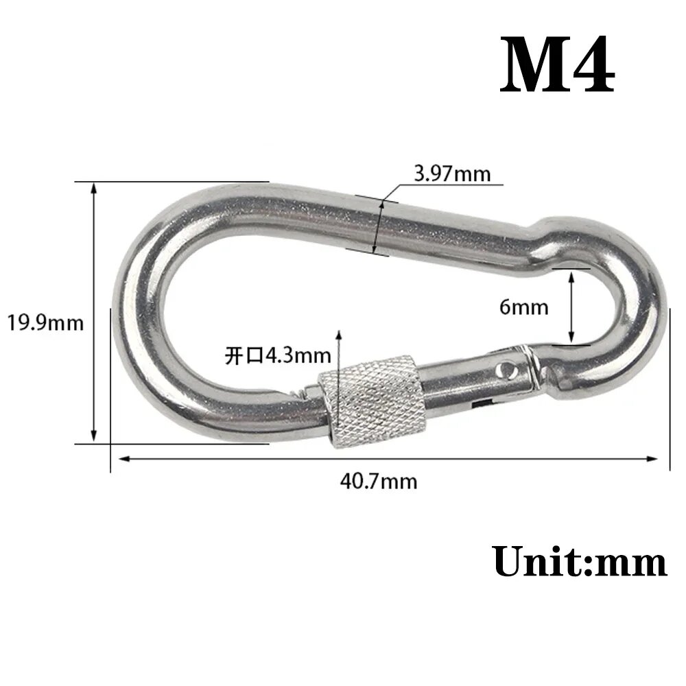 Карабины из нержавеющей стали M4-M8 2 PCS, With Nut M4
