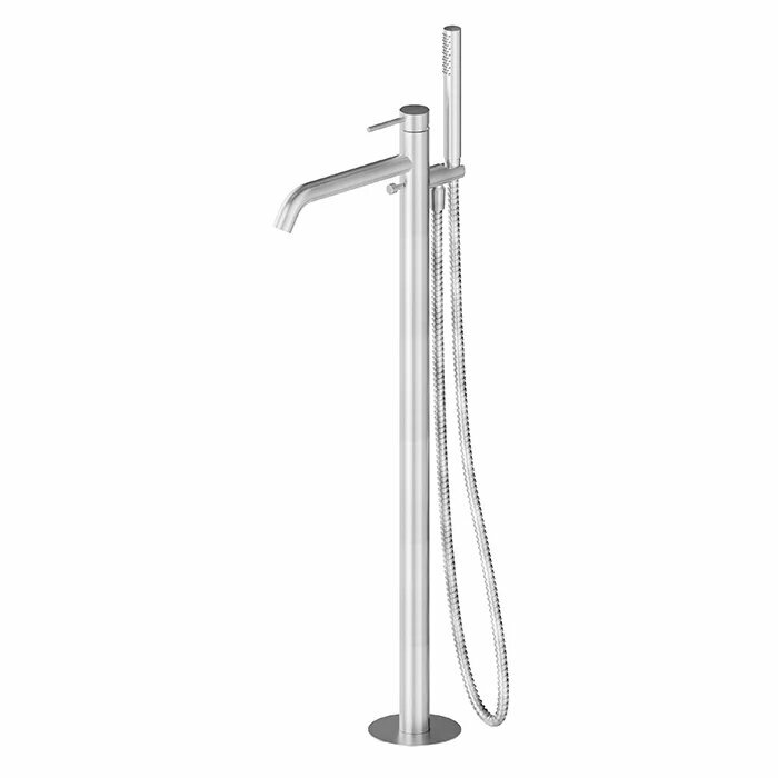 Напольный смеситель для ванны с душем Newform X-Steel 316 69684EX.50.050 с душевым гарнитуром, сталь, матовый, из нержавеющей стали, с керамическим картриджем