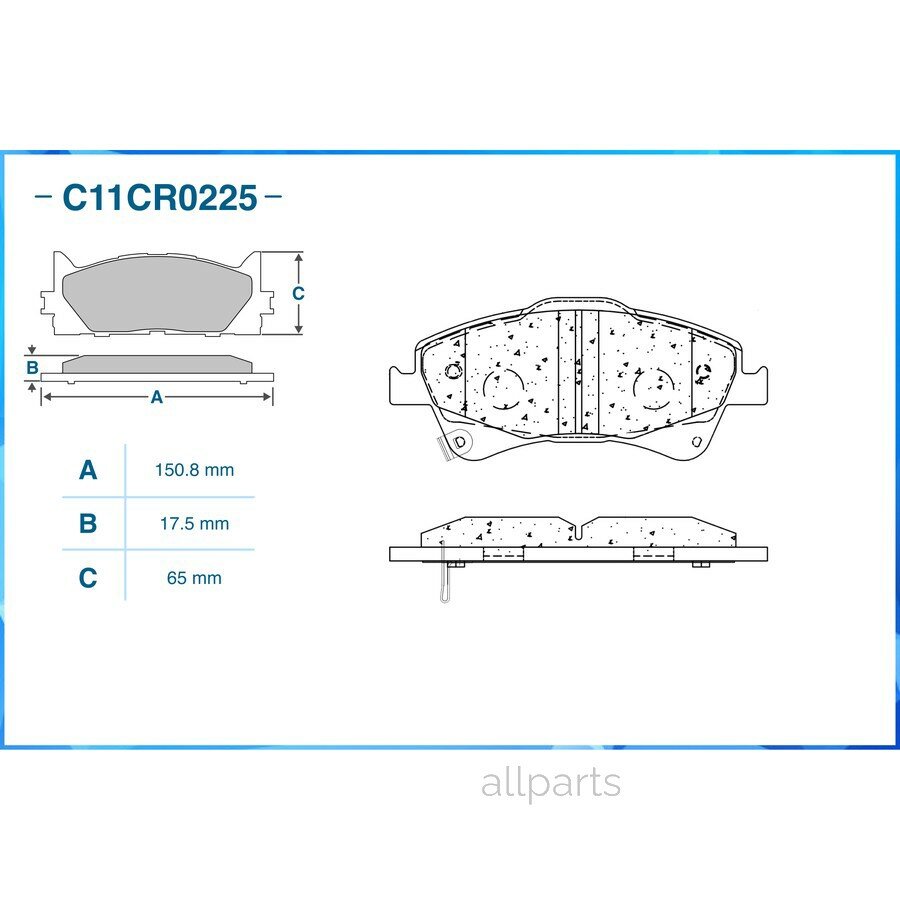 CWORKS C11CR0225 Тормозные колодки передние, Low Metallic (Замена для C112R0006)