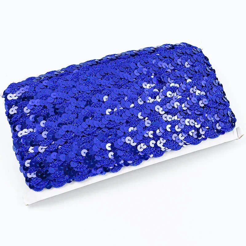 Кружевная тесьма Meetee 15 мм с пайетками 07DarkBlue, 15mm-2Yards
