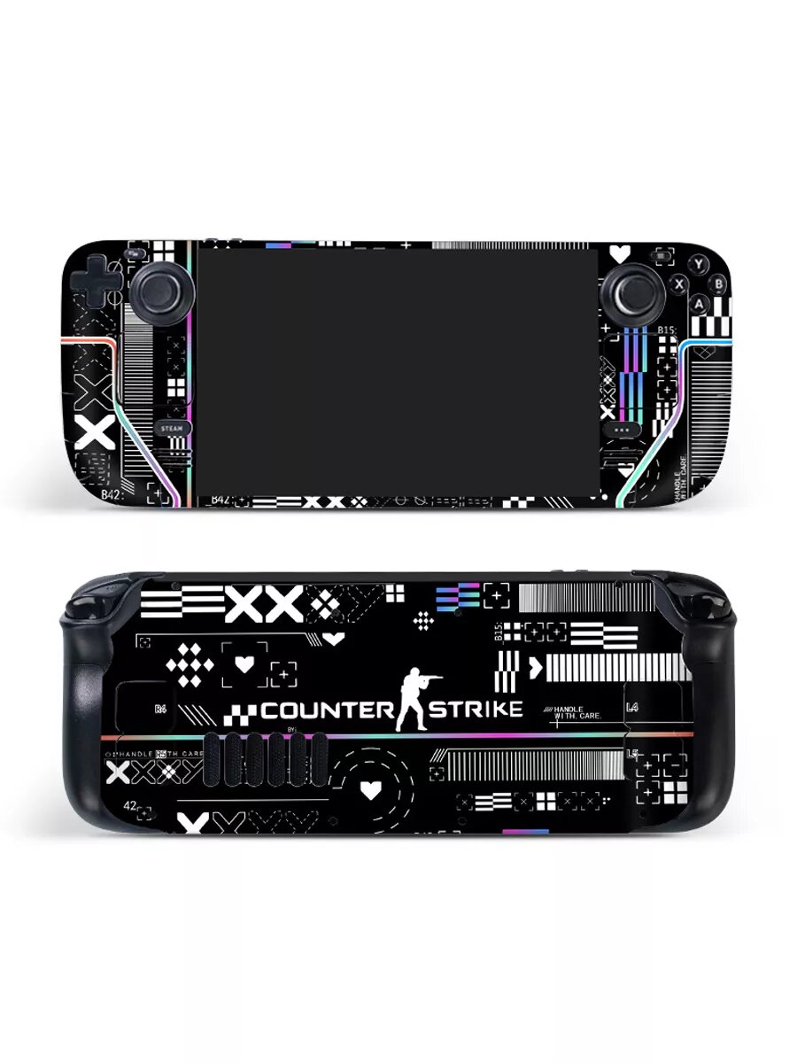 Водостойкая защитная наклейка ПВХ на консоль Steam Deck / OLED принт Black CS