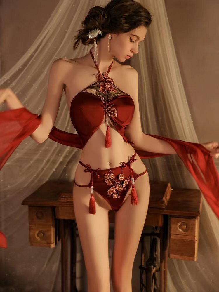 Сексуальный комплект нижнего белья с классическими вышитыми кружевными кисточками и ажурным дизайном, идеально подходящий для танцовщиц.