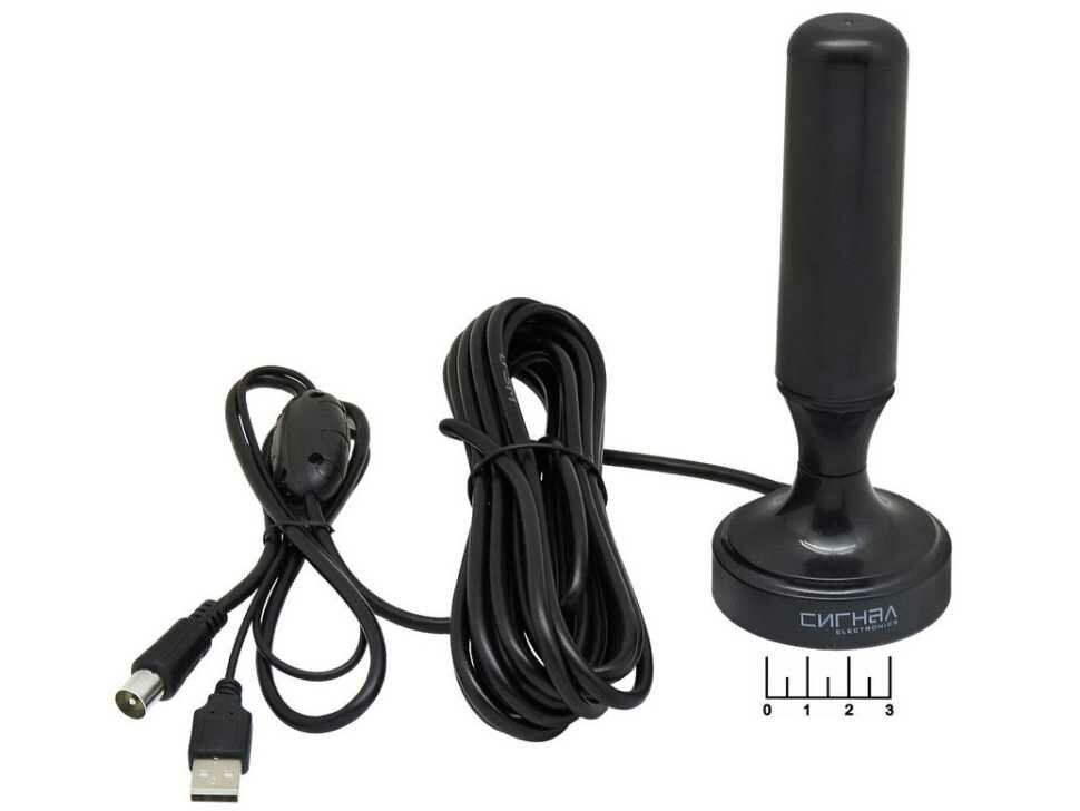 Антенна комнатная для цифрового ТВ Сигнал SAI-402 с усилителем (питание USB)