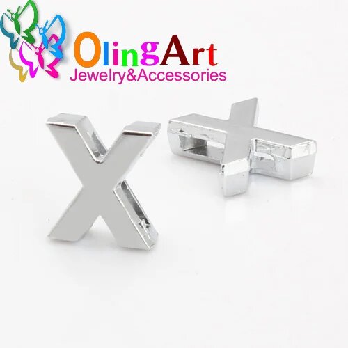 Буквы X, 8 мм, платина, 10 шт.