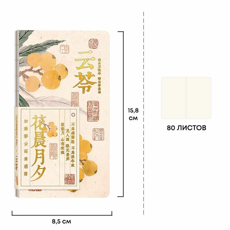 Блокнот/скетчбук (с открытым корешком) из серии Китайское искусство (мини), Мандарин созерцает облака