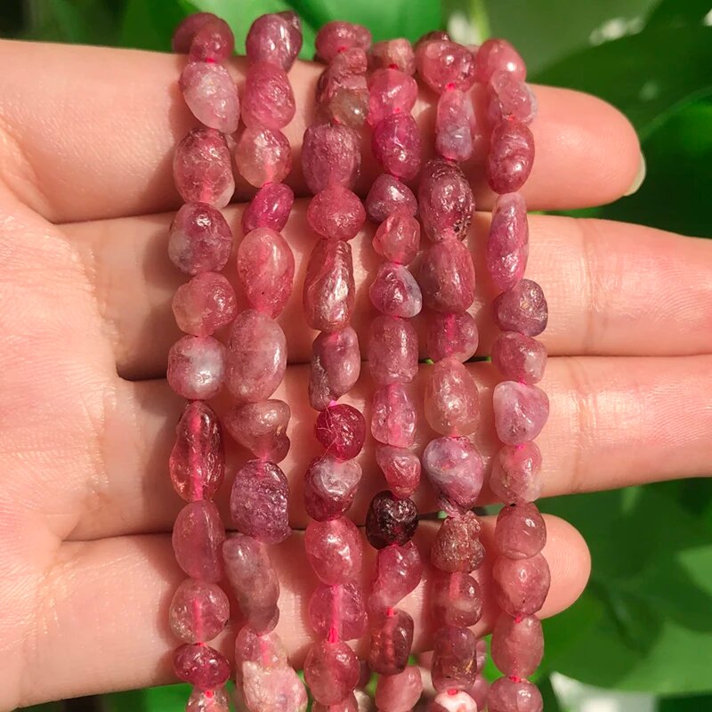 Бусины из розового турмалина, 4-7 мм, бордовые, 60 шт