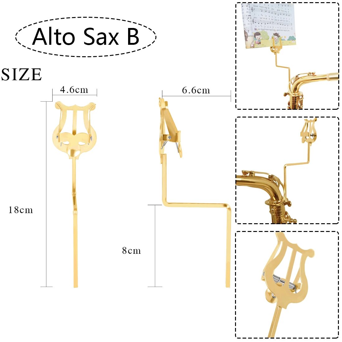 Музыкальный стенд для саксофона Alto Sax B золотой