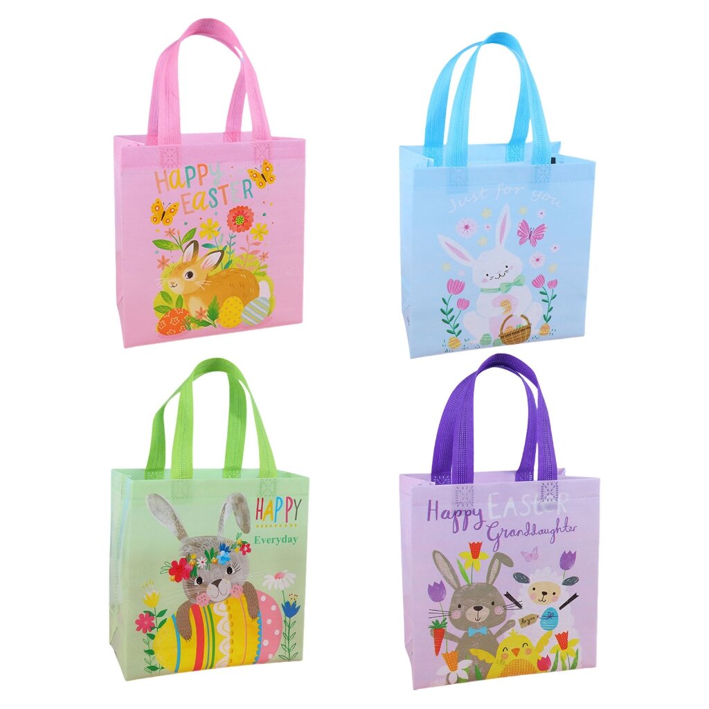 Упаковка из 4 пакетиков Easters Фестивальная корзина Easters Держатель для конфет Нетканая текстура, подходящая для начинки яйцами и сладостями