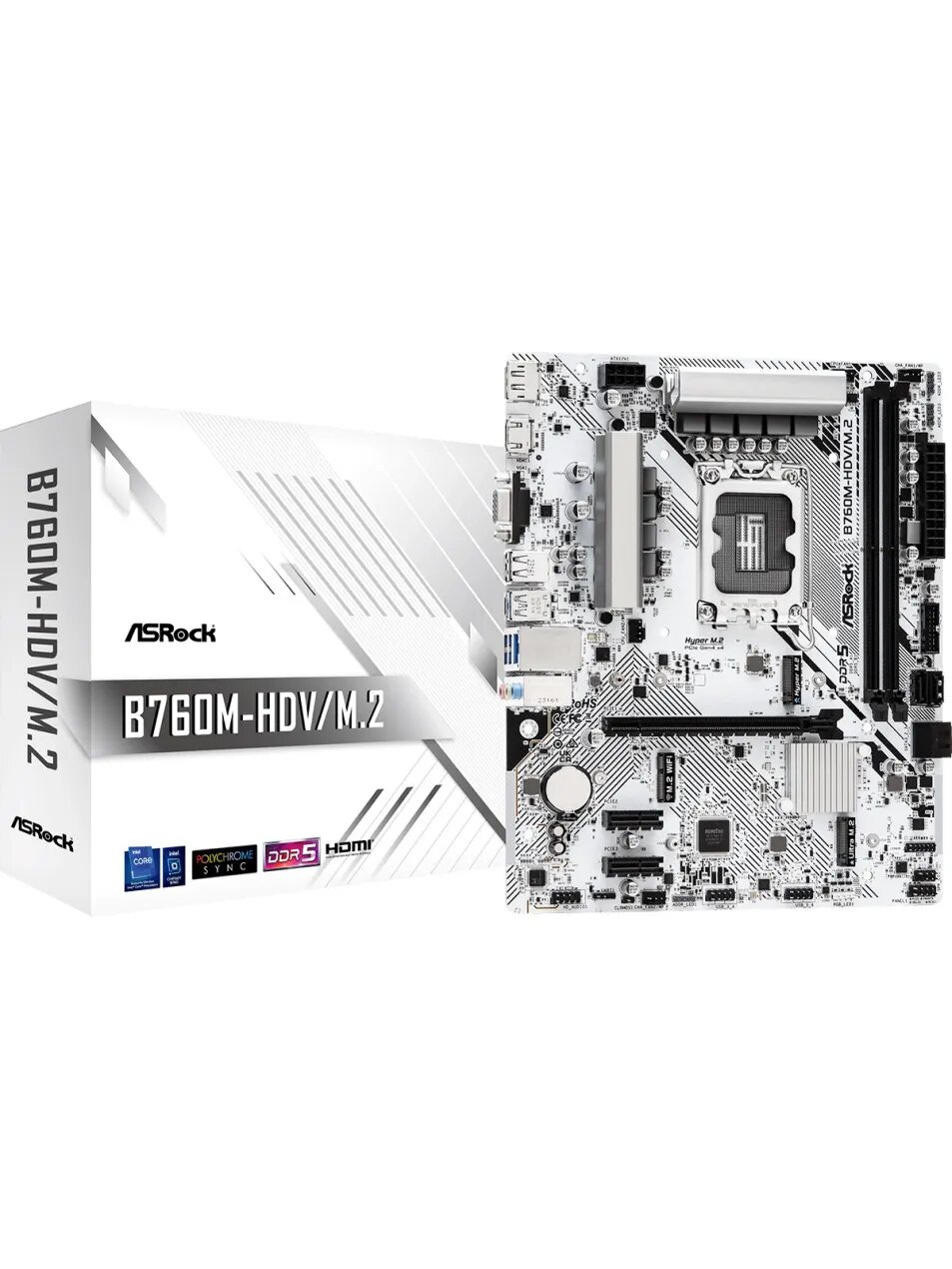 Материнская плата ASRock B760M-HDV/M.2 Micro-ATX LGA1700 Intel B760 2xDDR5 (96ГБ)