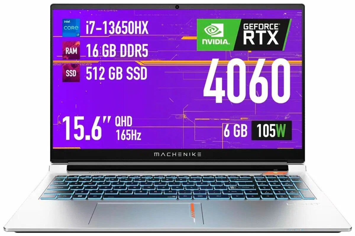 Игровой ноутбук Machenike Aurora Star, экран 15,6", частота обновления 165Гц, i7