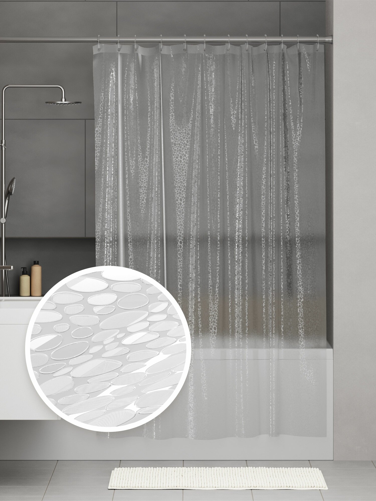 Штора для ванной комнаты Homsly, 200*180 см, прозрачный, коллекция Elema, 8H-019-TCDT-ELE
