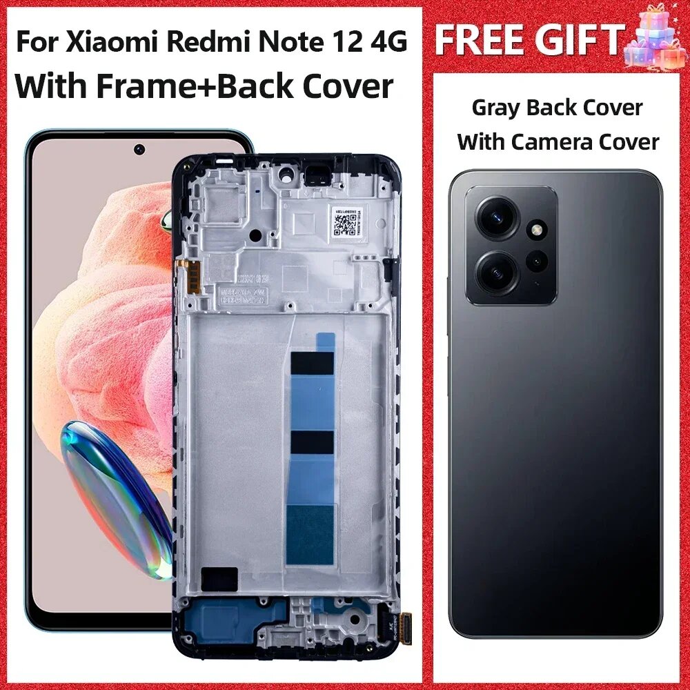 Для Xiaomi Redmi Note 12 4G 23021RAAEG 23021RAA2Y ЖК-дисплей, дигитайзер сенсорного экрана, панель в сборе, замена дигитайзера Grey Kit