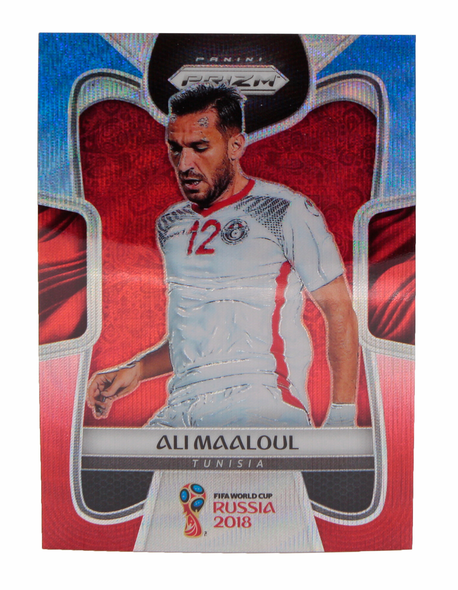 Коллекционная карточка Panini Prizm FIFA World Cup Russia 2018: #284 Ali Maaloul - Blue Red Wave Refractor