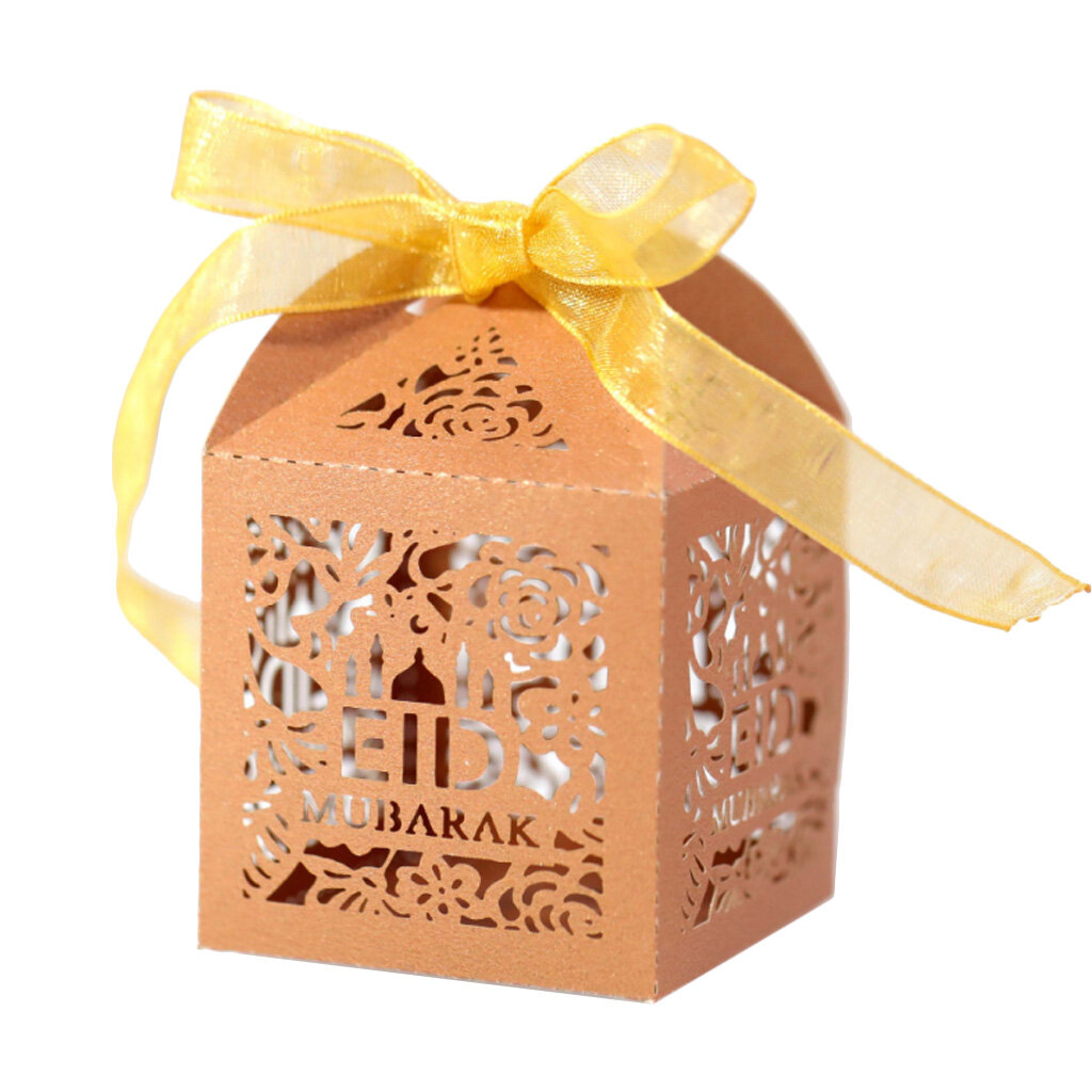 100 шт Коробки для конфет Eid Mubarak с полыми розами Ramadan Kareem Подарочные коробки для исламских мусульманских праздников