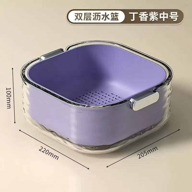 Дуршлаг-миска, пластик, белый, для мытья круп, овощей, фруктов