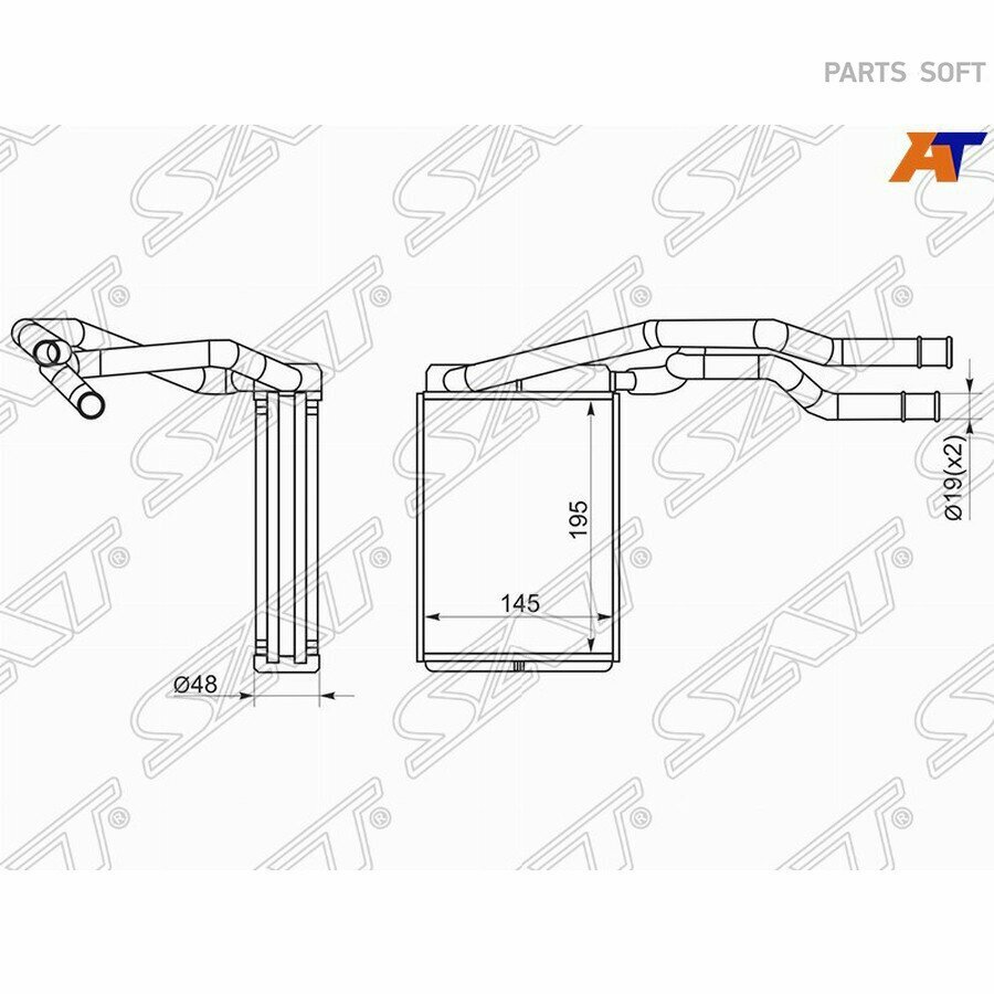 Радиатор отопителя салона Ford Fiesta 02-05 / Fusion 02-12 от официального дистрибьютора, SAT, артикул STFD083950