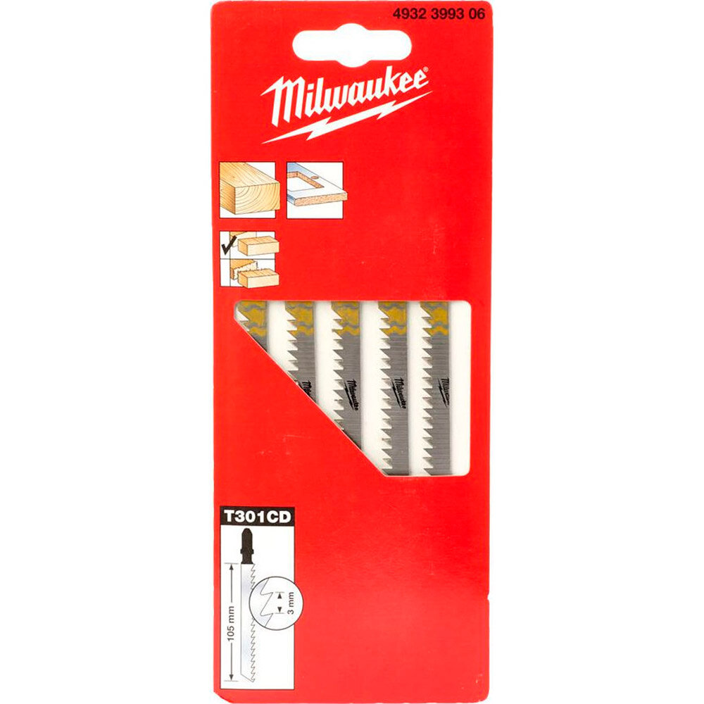 Пилка для лобзика Milwaukee T301CD (шаг 3мм, 105мм, 5шт) 4932399306