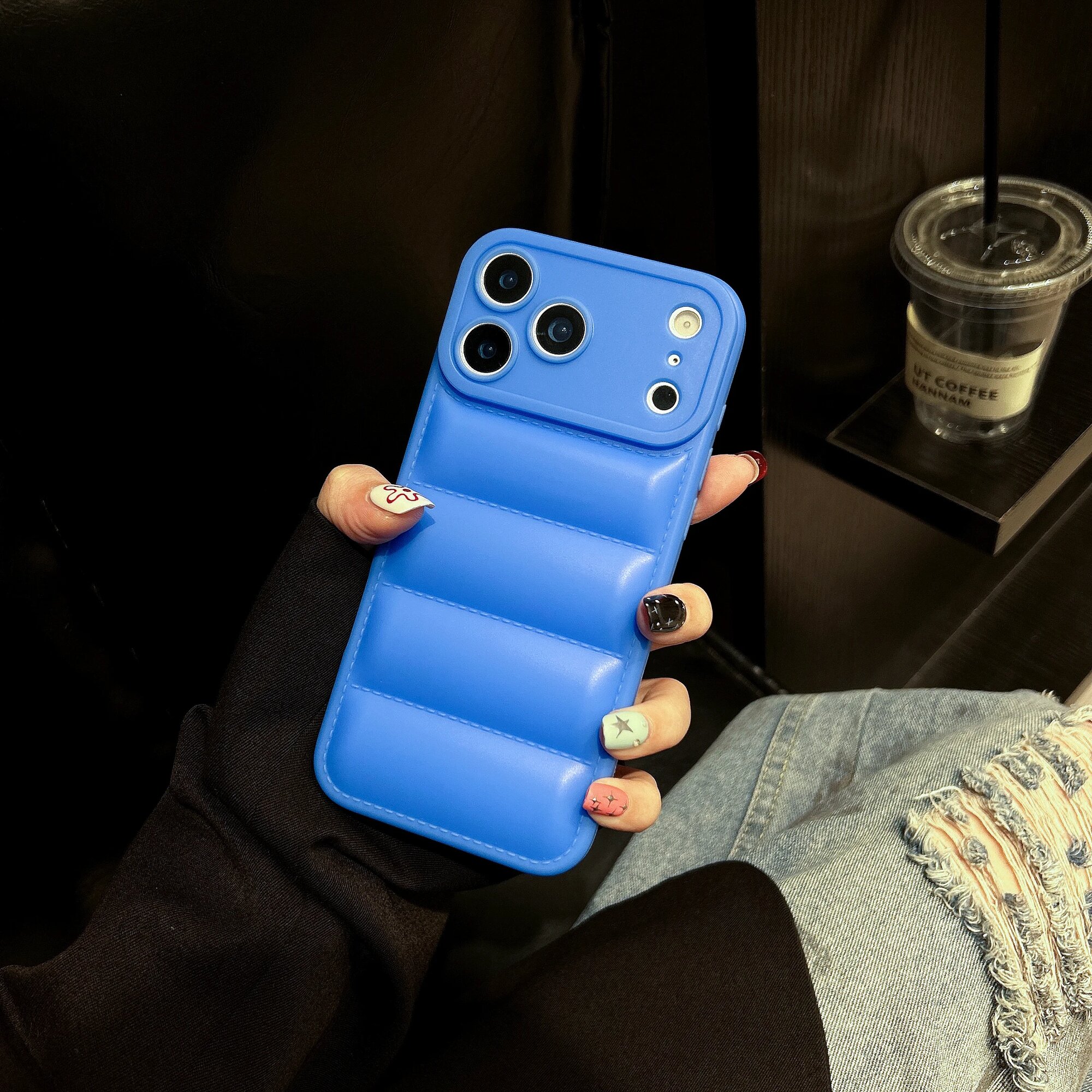Модный чехол-пуховик Carcasa Funda для мобильных телефонов iPhone 17 Air 16 15 iPhone13, Синий, Blue