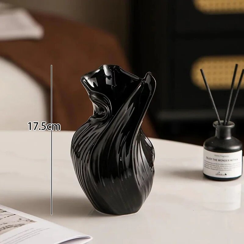 Керамическая ваза скандинавского стиля 17,5 см Черный, black 17.5cm