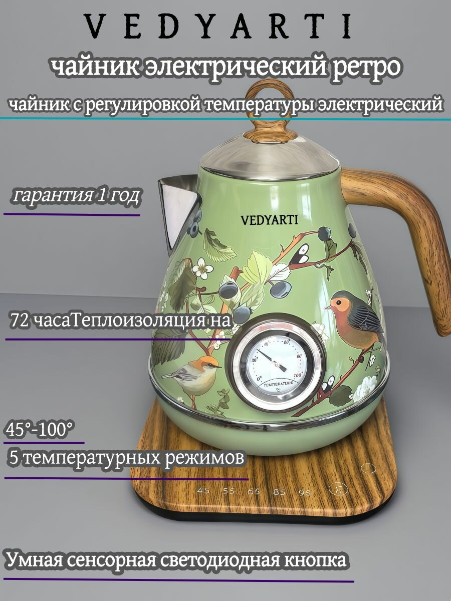 Чайник электрический с регулировкой Ретро-стиль; зеленый
