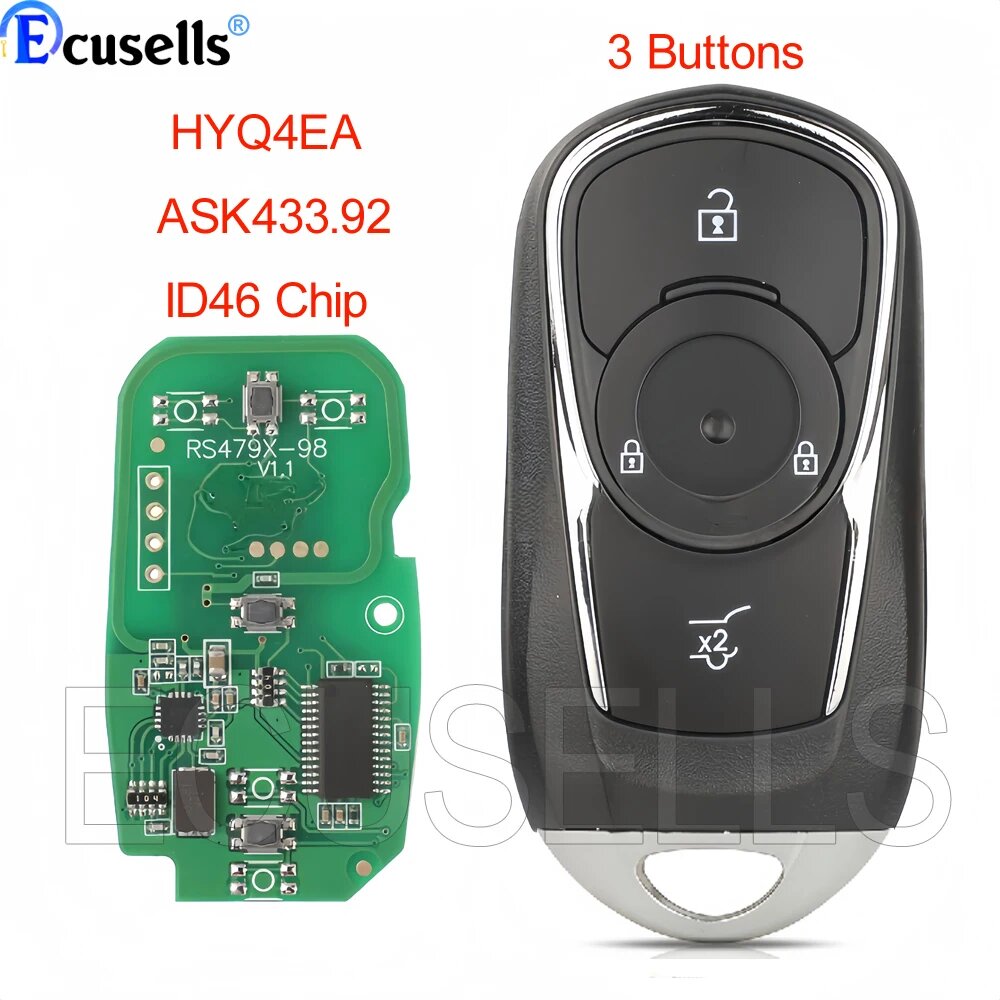 3 кнопки HYQ4EA 433,92 ASK для Opel Astra K Insignia 2016 2017 2018 2019 2020 2021 для Buick Remote Key