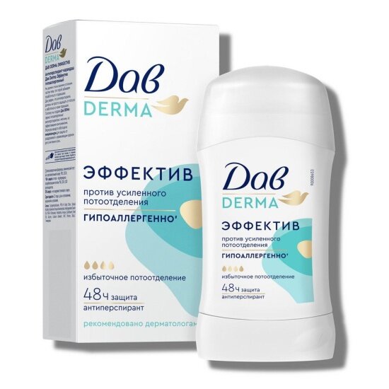 Дезодорант стик Дав (dove) ДАВ Derma стик Эффектив, 40 мл