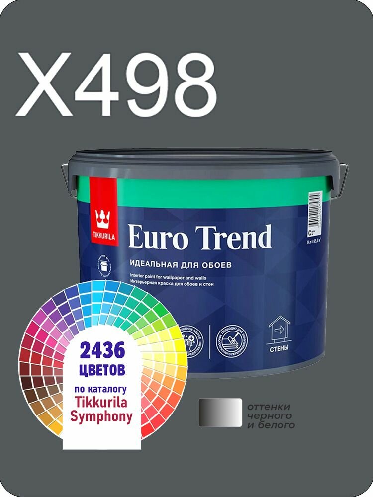 Краска для обоев Tikkurila Euro Trend 9л. оттенки черного X498