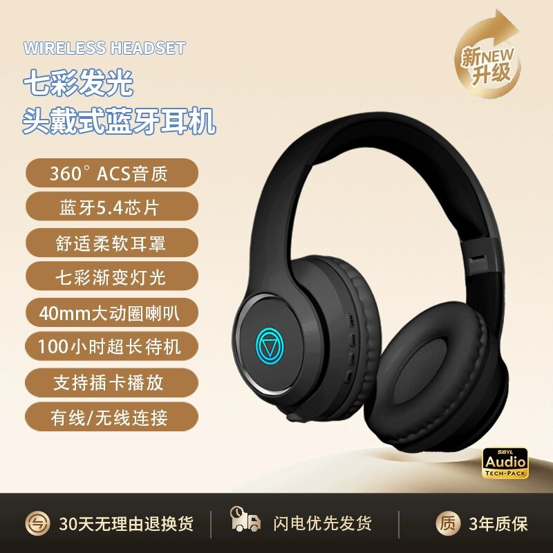 Беспроводные наушники Bluetooth для игр с шумоподавлением, батареей 800 мАч, RGB-подсветкой-дыханием, для ПК и