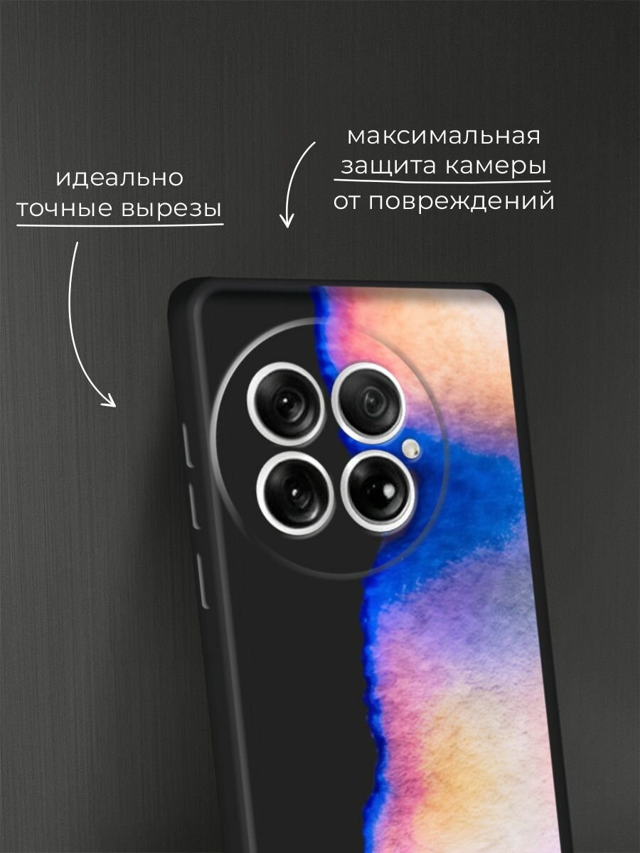 Черный матовый чехол на OnePlus 13 / Ван Плас 13 с принтом Синяя акварель — фото 1