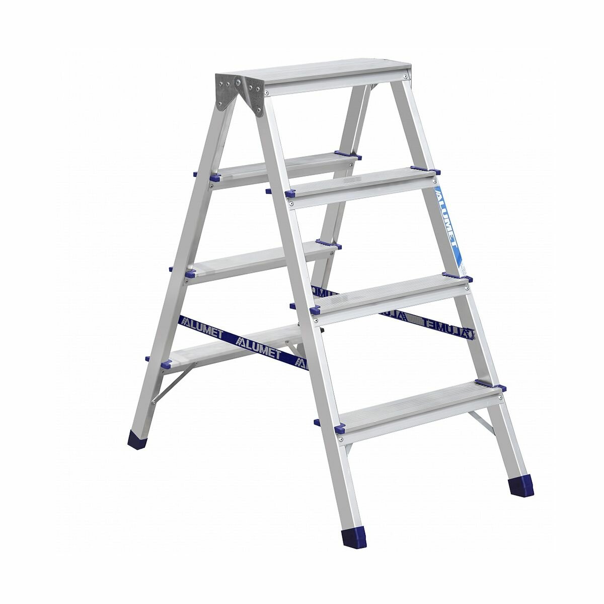 Стремянка Алюмет двухсторонняя, алюминиевая, 4 ступени