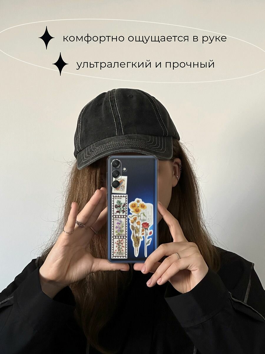 Чехол на Samsung Galaxy M55 / Самсунг M55 с принтом Марки с цветами — фото 1
