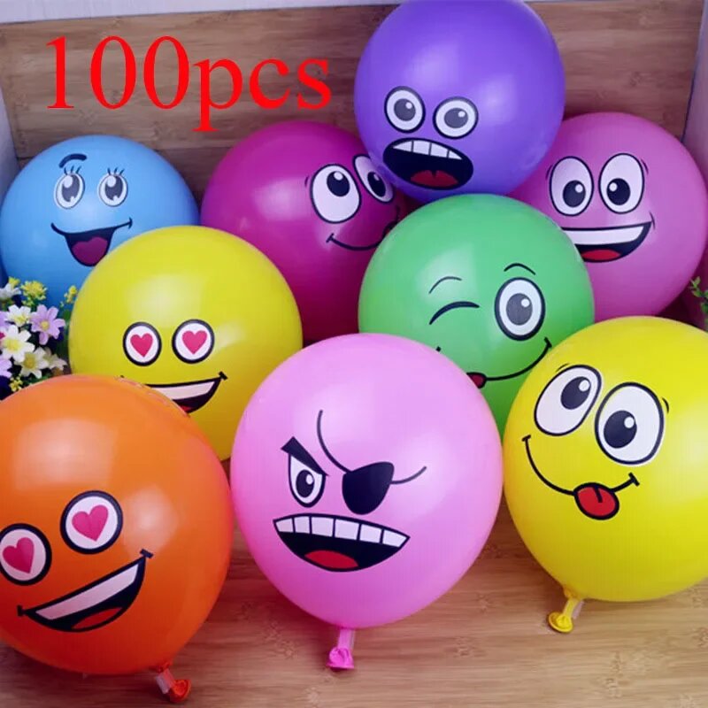Шары с смайликами, 100шт, цвет mix