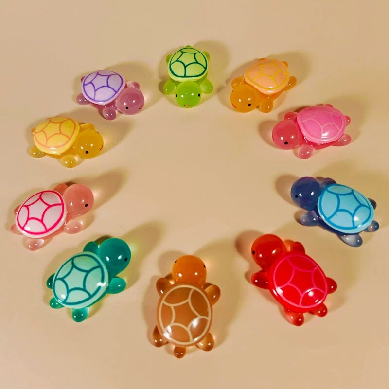 Миниатюрная светящаяся в темноте игрушка-черепаха, светящаяся детская игрушка для ролевых игр, красочная маленькая