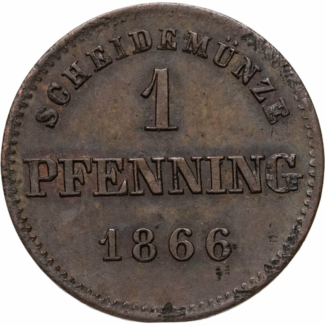 Бавария 1 пфенниг 1866, Медь, в сохранности XF-AU