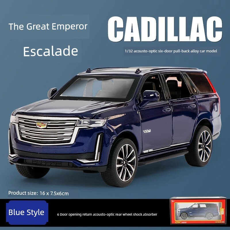 Большая модель автомобиля Cadillac Escalade из сплава, масштаб 1:32, с 6 дверями, звуком и светом, внедорожник, игрушка