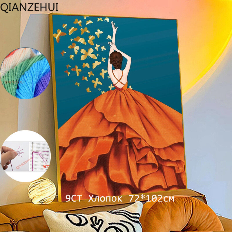 Набор для вышивания Mona Lisa, Девушка в красном платье, Украшение дома Рукоделие,20ниток