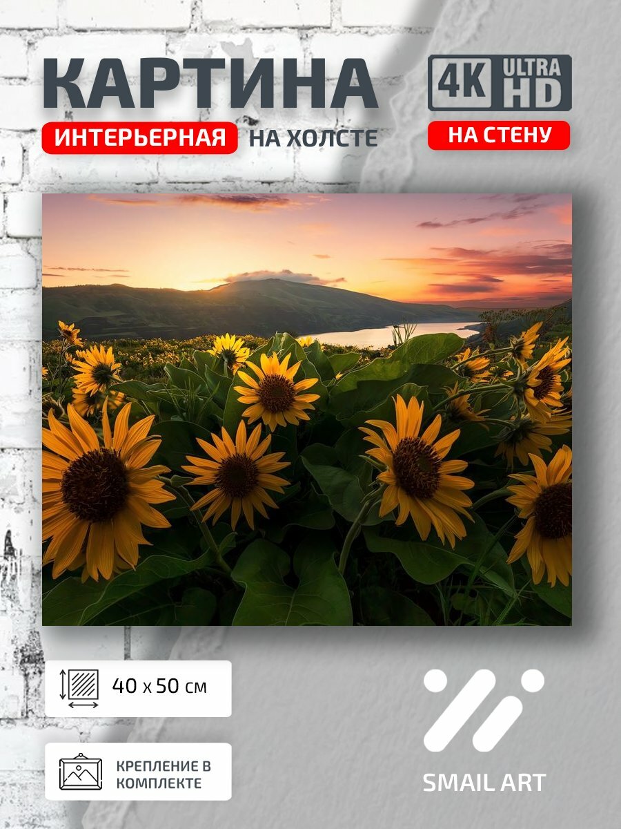 Картина на холсте интерьерная 40 на 50 на стену Озеро Landscape для кафе пейзаж интерьер