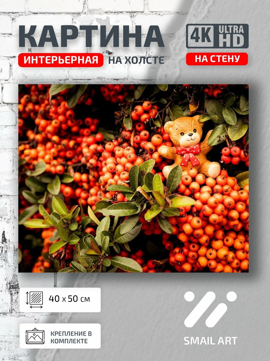 Картина на холсте интерьерная 40 на 50 на стену Мишка Mood для студии атмосфера интерьер