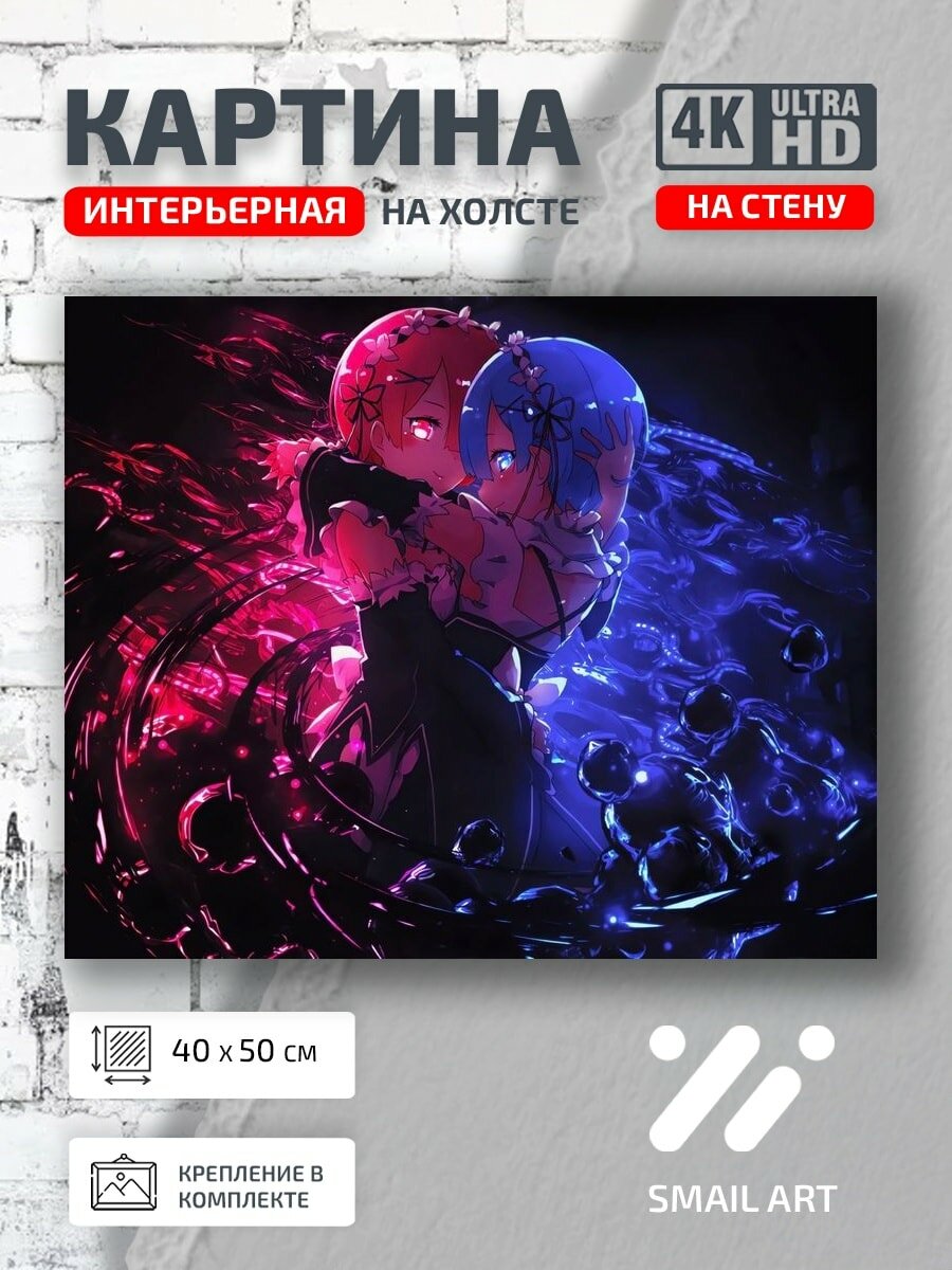 Картина на холсте интерьерная 40 на 50 на стену Аниме арт для студии атмосфера