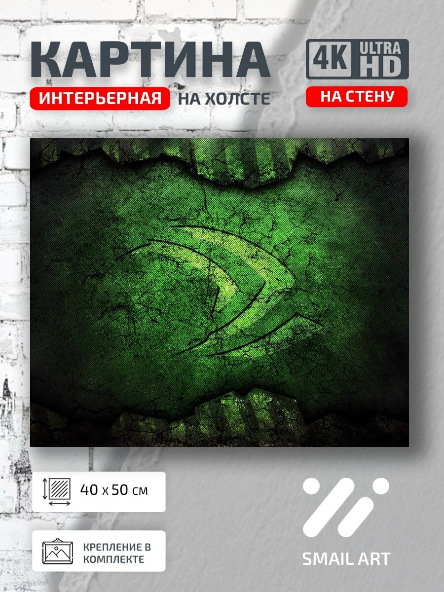 Картина на холсте интерьерная 40 на 50 на стену Nvidia Grunge для кабинета атмосфера