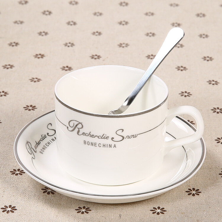 Кофейный набор из нового костяного фарфора с золотым ободком, 100 мл, чашка+блюдце, элегантный подарок. Мояэкономка