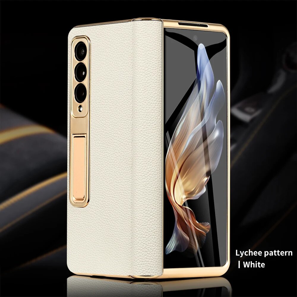 Чехол для Samsung Galaxy Z Fold 4, белый lychee grain
